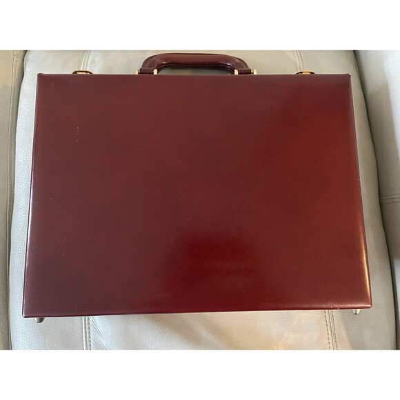 M Made In Italy | Bags | Leather Briefcase Traditional Hard Sided Made ...